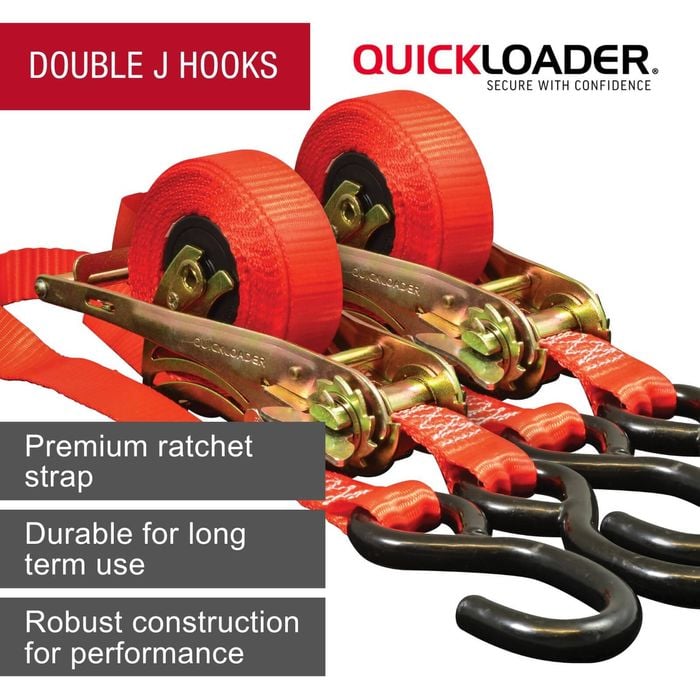 Quickloader 4.2m 25mm Retractable Ratchet Tie Down Strap 400kg - 2 Pack ...