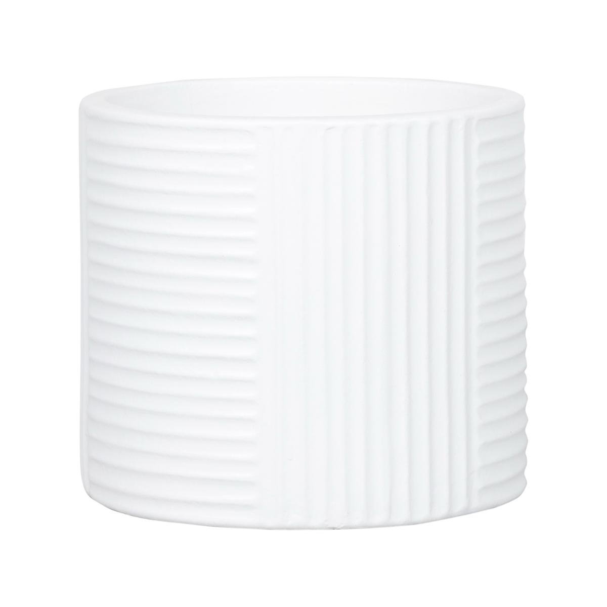 220 x 250mm Ribbed White Round Ceramic Pot - Bunnings Australia