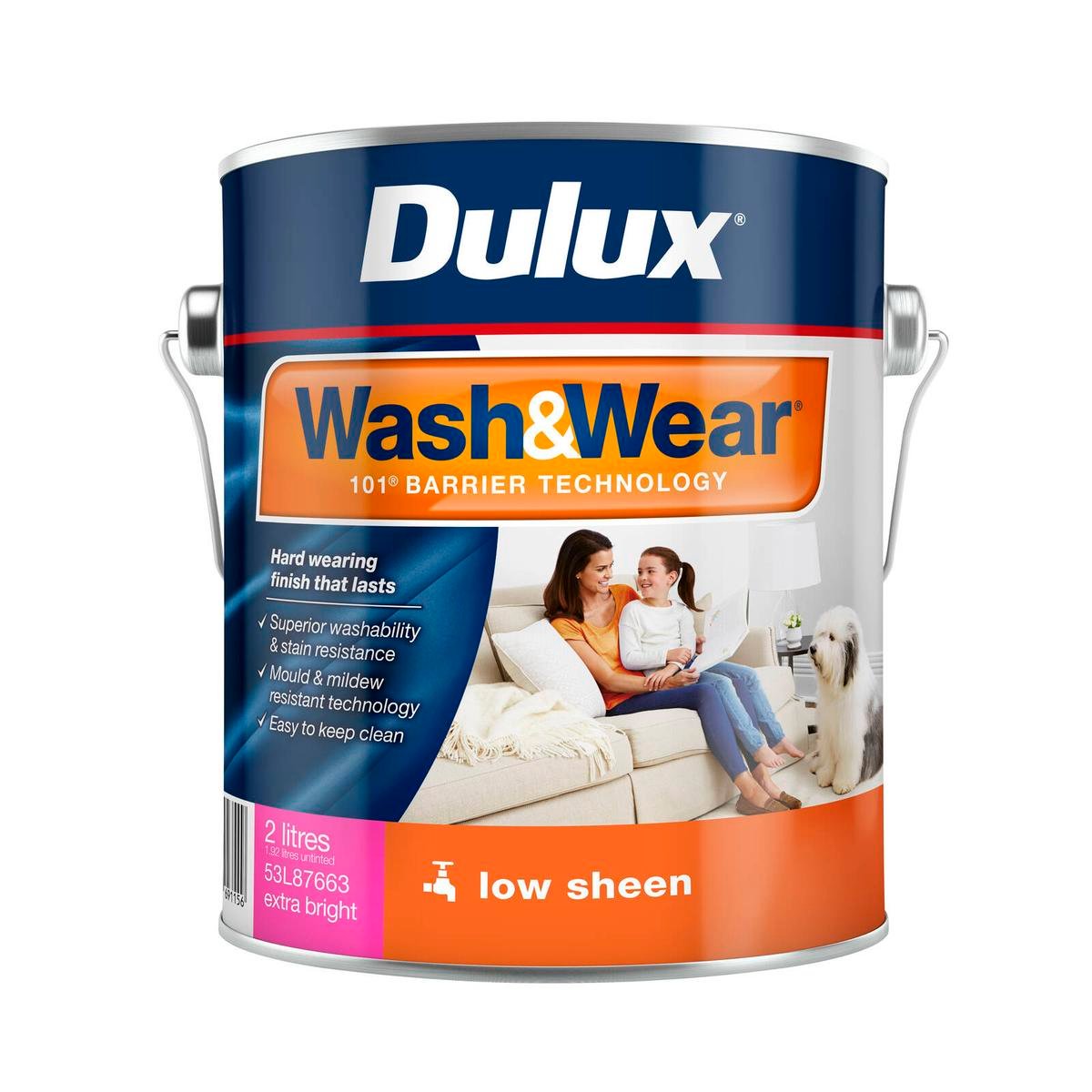 Dulux 2L Extra Bright Low Sheen Wash&Wear Interior Paint - Bunnings ...