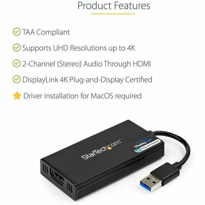StarTech.com USB 3.0 to HDMI Adapter, 4K 30Hz, DisplayLink Certified ...
