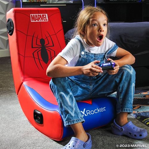 X Rocker Marvel Icon+ 2.0 Audio Junior Floor Rocker Gaming Chair Spider ...