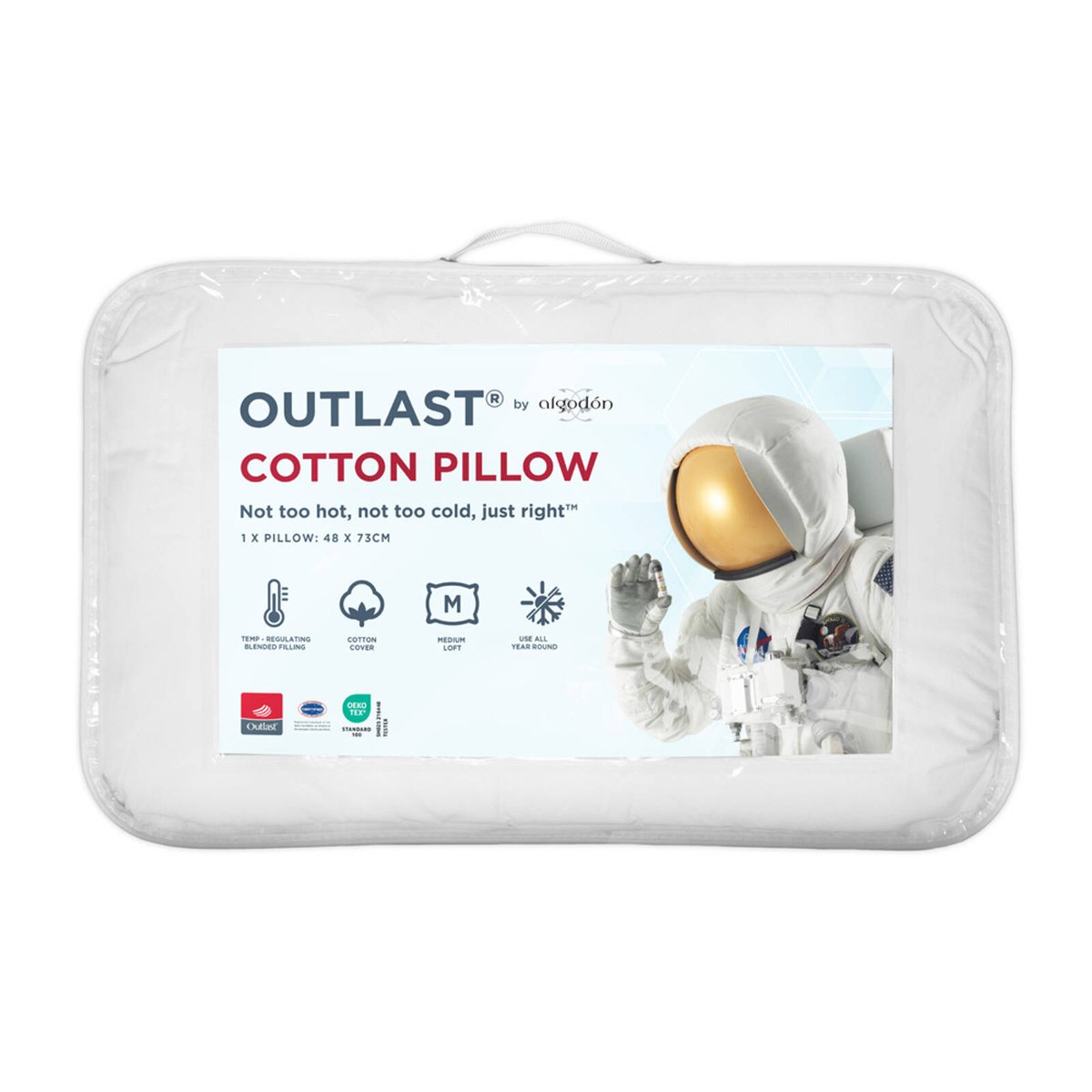 Algodon Outlast Soft Cotton Sleep Pillow 48x73cm - White - Bunnings ...