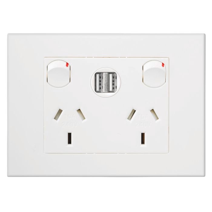 HPM VIVO Double Powerpoint With Double USB Port - White - Bunnings ...
