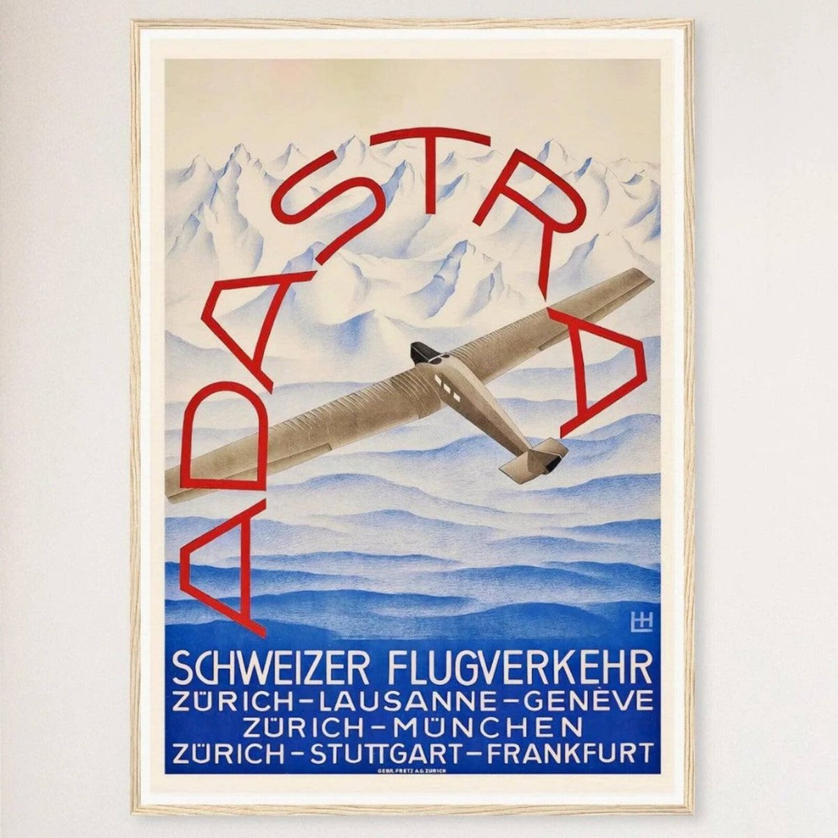 Galrie Ad Astra Aero Vintage Travel Poster Zurich Lausanne Geneve ...