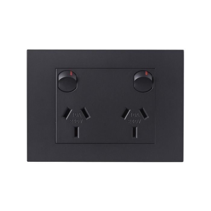 HPM 10A Grey Matte VIVO Horizontal Double Powerpoint - Bunnings Australia
