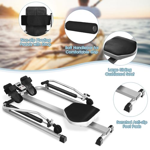 Costway Rowing Machine Adjustable Hydraulic Resistance & Full Arm ...