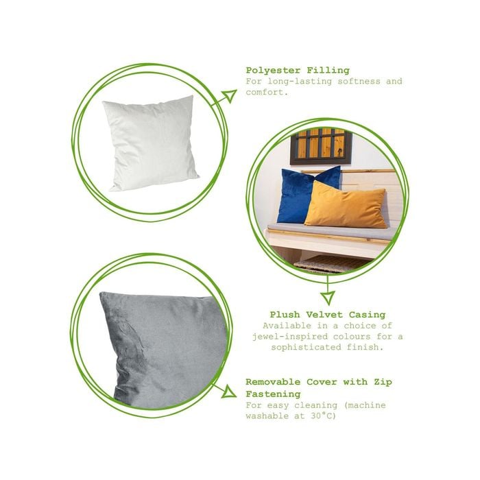 Nicola Spring Rectangle Velvet Cushions - 60cm x 40cm - Pack of 6 ...