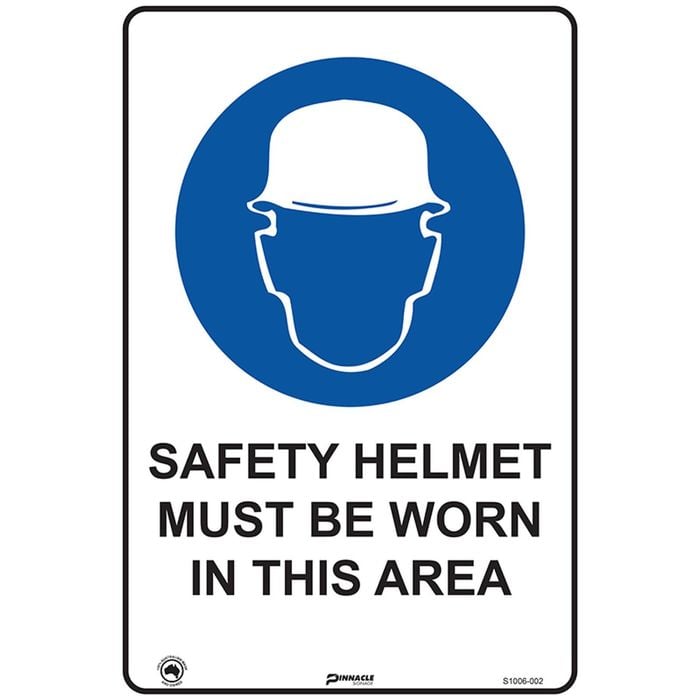 Pinnacle Signage 600 x 400mm Safety Helmet Must Be Worn In This Area ...