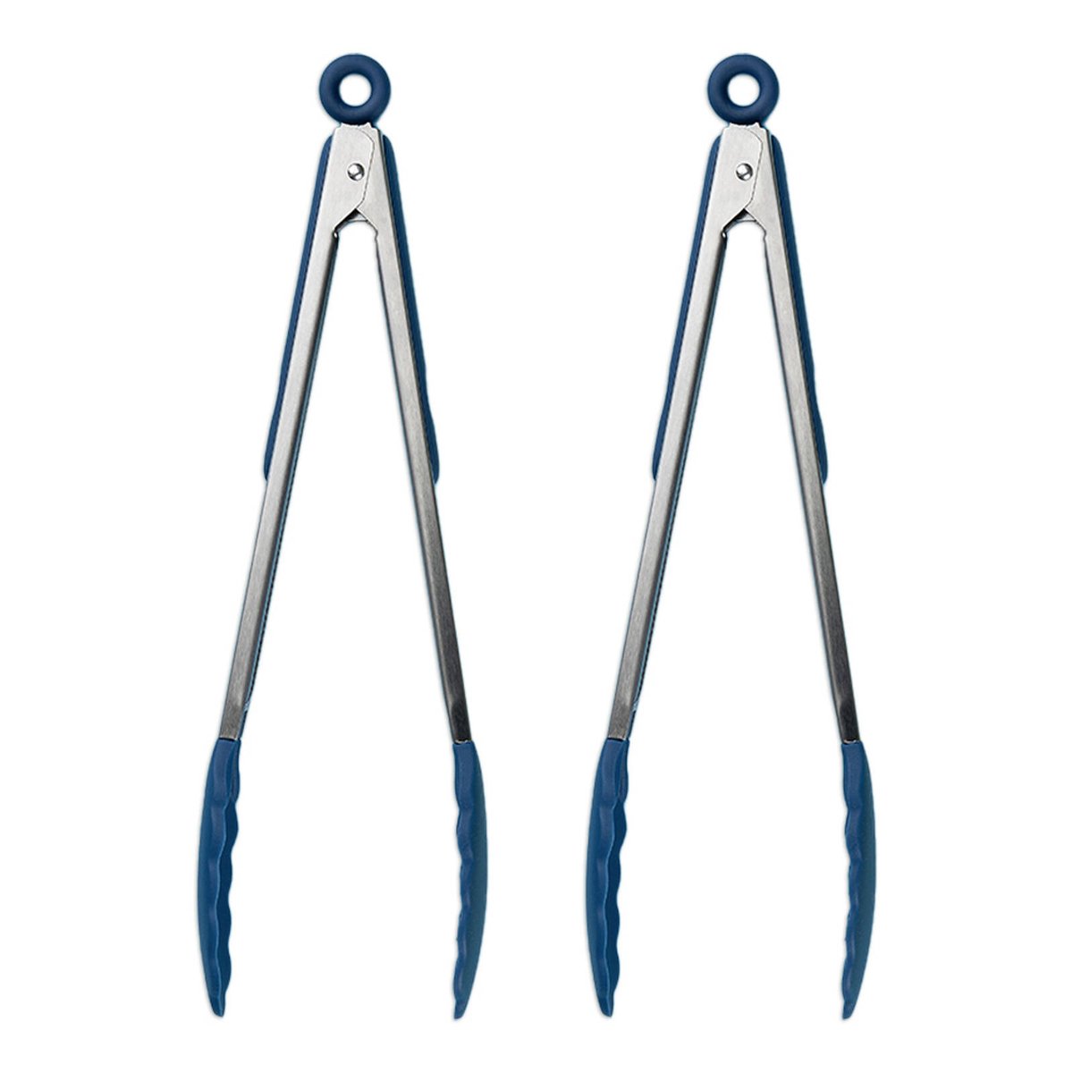2PK Tasty Silicone Tongs Kitchen Utensil 38cm Blue/Silver - Bunnings ...