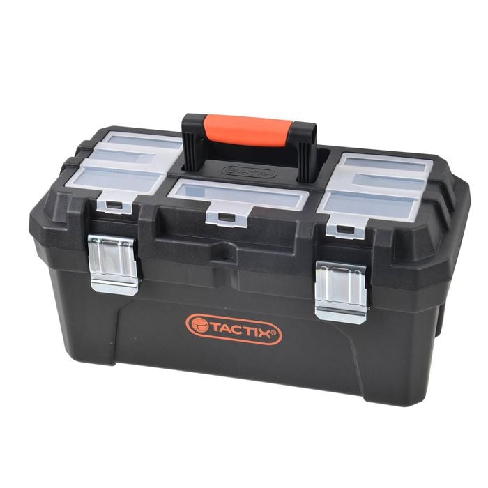 Tactix 507mm Black / Orange / Clear Tool Box - Bunnings New Zealand