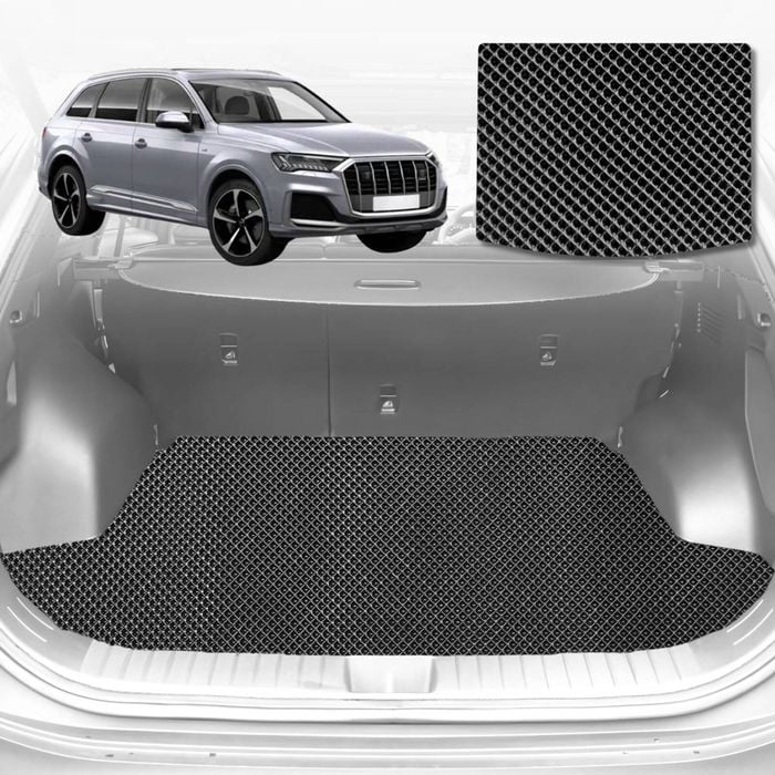 6D Diamond Car Boot Mat for Audi Q7 SQ7 4L2005-2015-(3rd Row seats up/7 ...