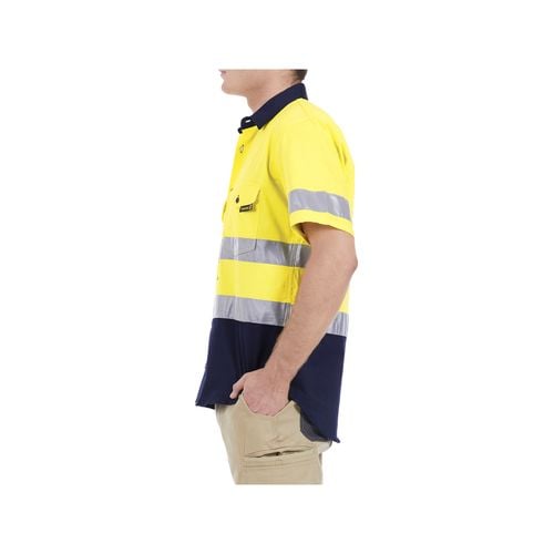 TRADIE Small Hi Vis Yellow Mens Reflective Short Sleeve Shirt ...