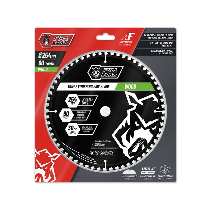 254mm 60t Trade Series Mitre Saw Blade Full Boar
