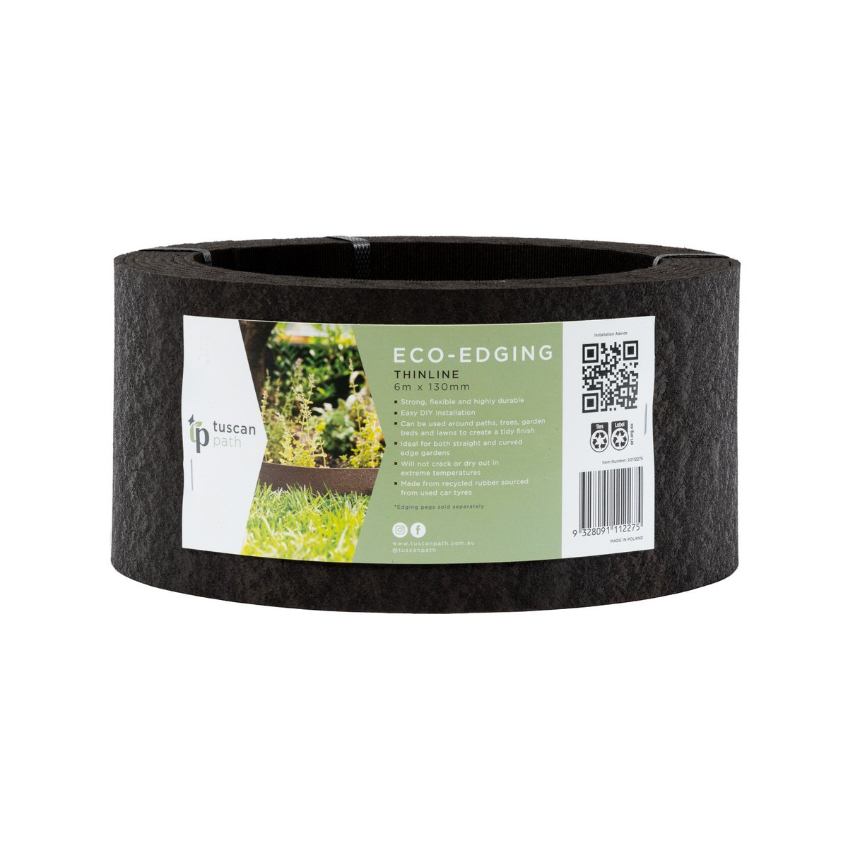 Tuscan Path 6m x 12cm Earth Eco-Edging Rubber Thinline - Bunnings New ...