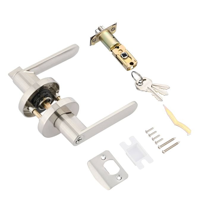 Ikonic Brushed Nickel Sira Entry Lever Set - Bunnings Australia
