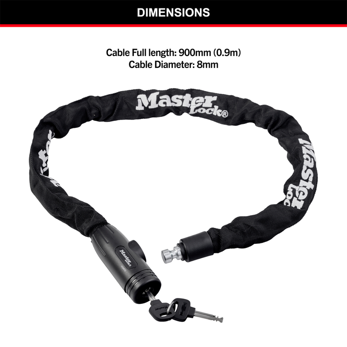 Master Lock 8mm x 0.9m Covered Chain With Integrated Key Lock ...