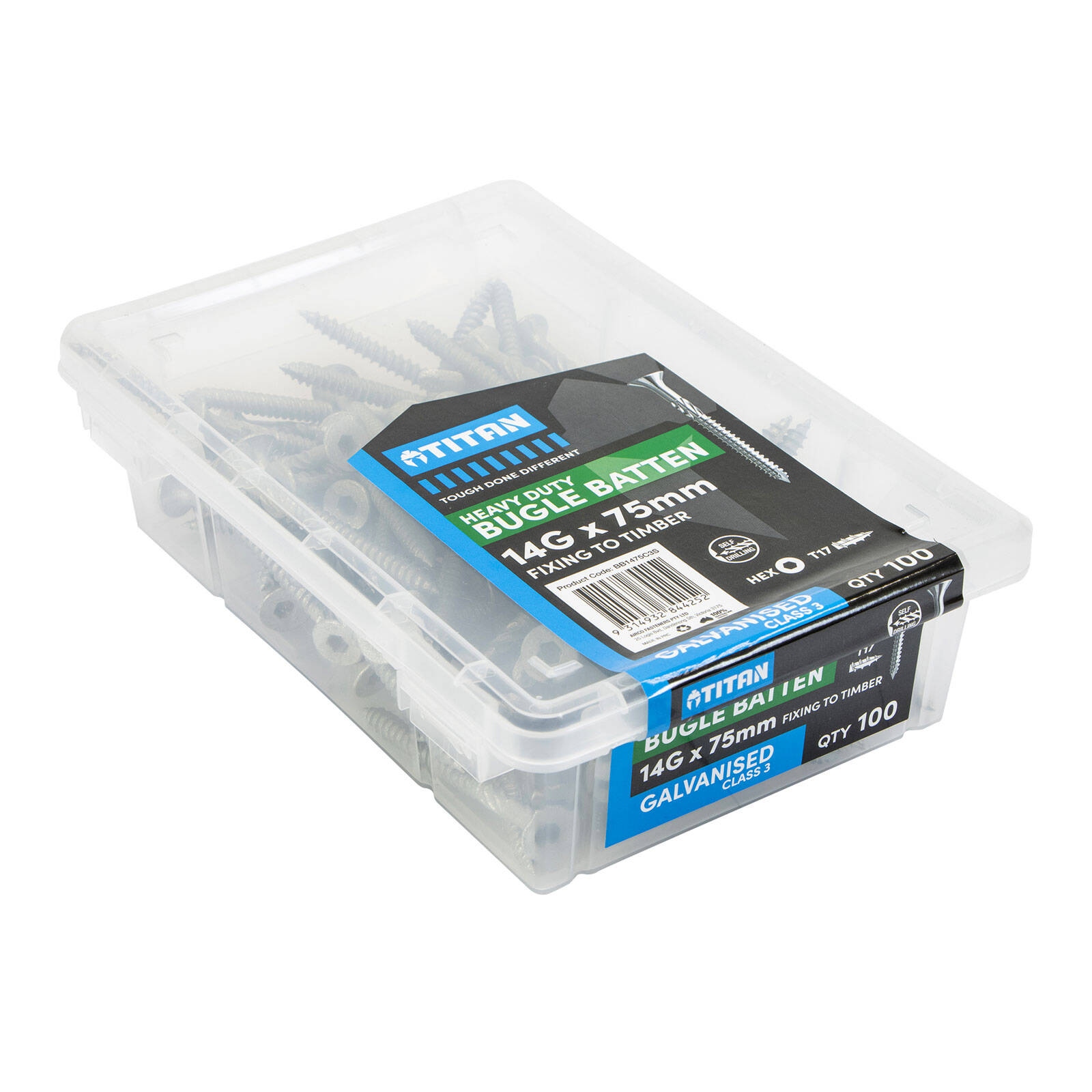 Titan 14G x 75mm CL3 Gal Bugle Batten Screw - 100 Pack