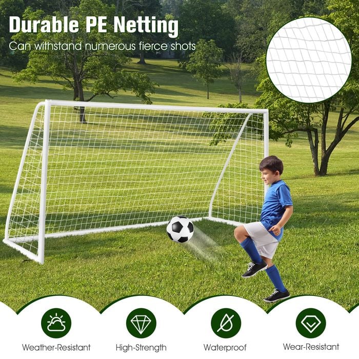 Costway 3.7x 1.8M Kids Soccer Goal Classic Outdoor Football Training ...
