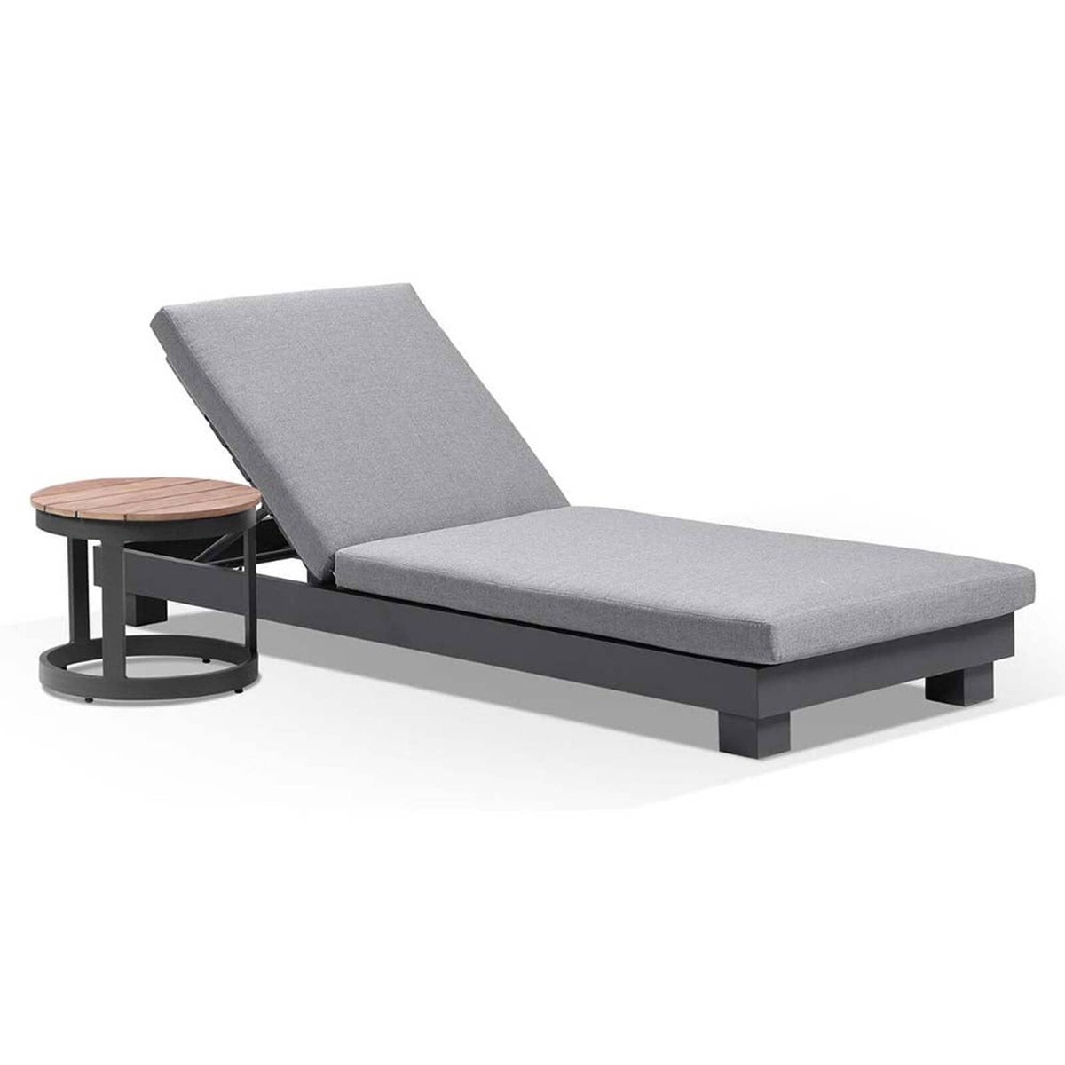 Santorini Aluminium Sun Lounge W/ Round Table In Charcoal - Bunnings ...
