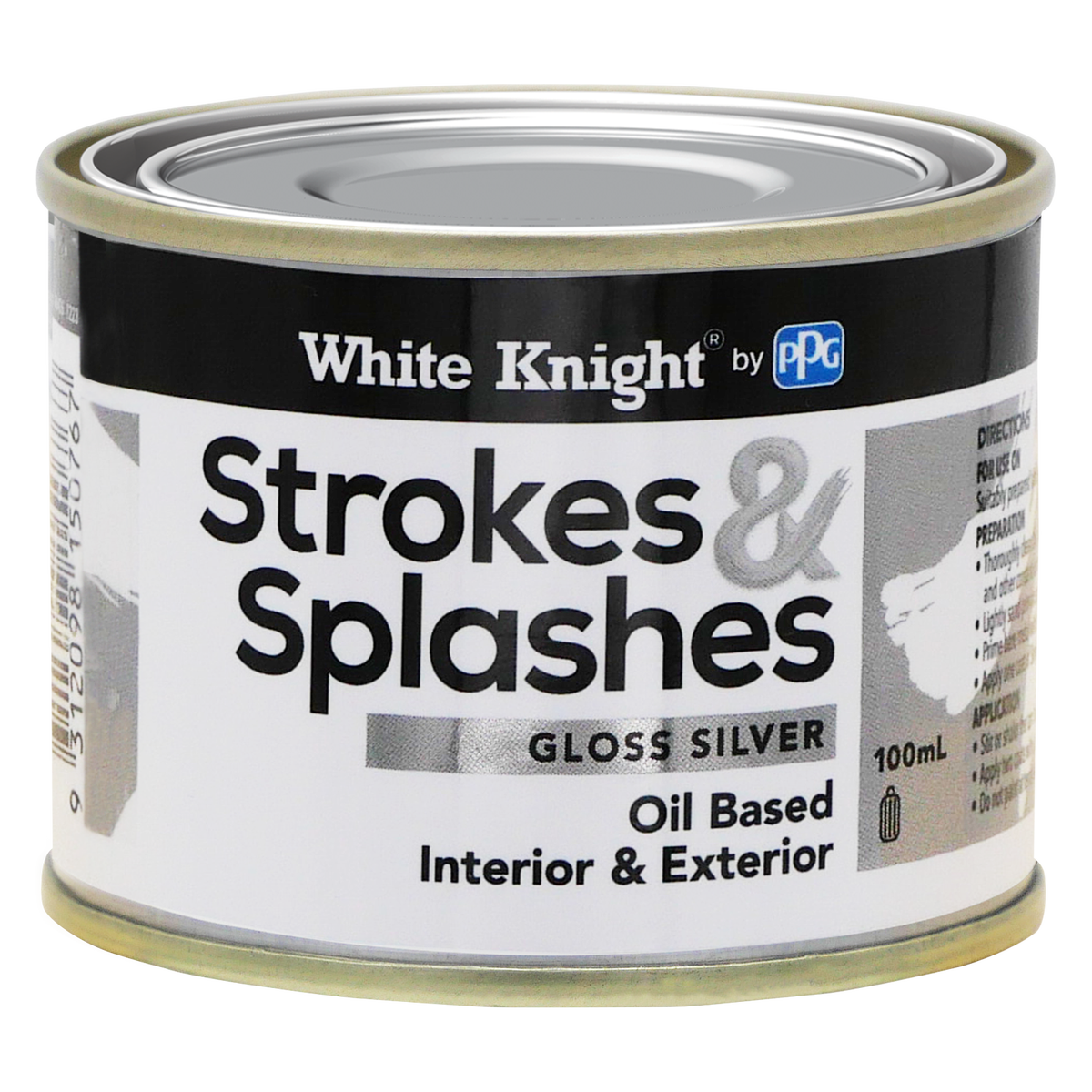 White Knight 100ml Silver Strokes And Splashes Paint - Bunnings Australia