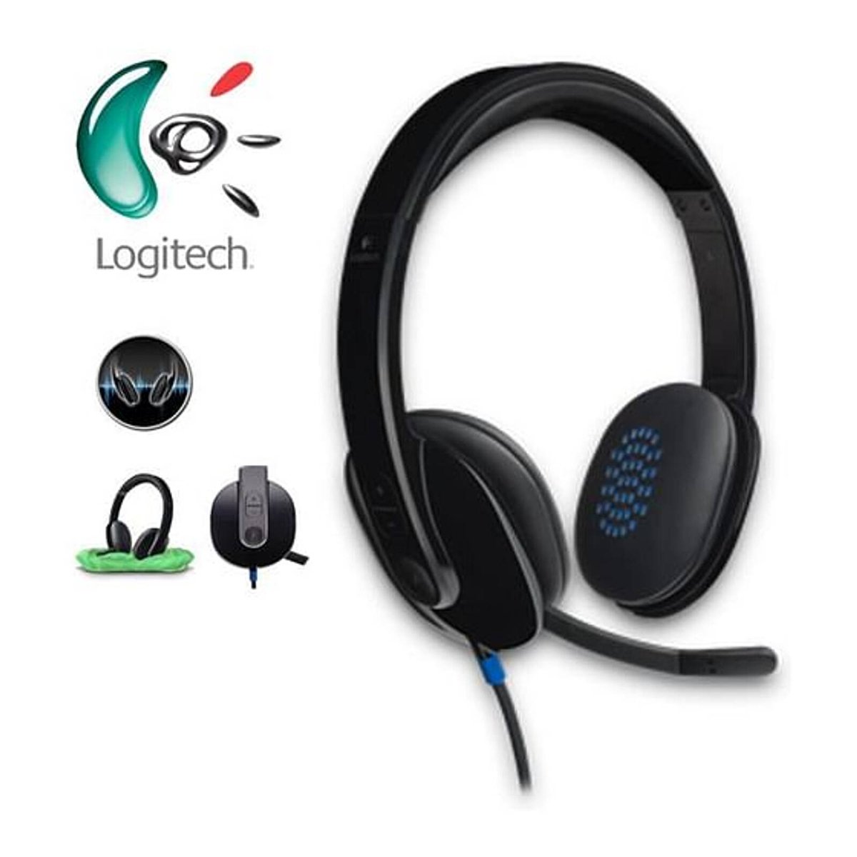 Logitech H540 USB Headset with Noise-Cancelling Mic [981-000482 ...