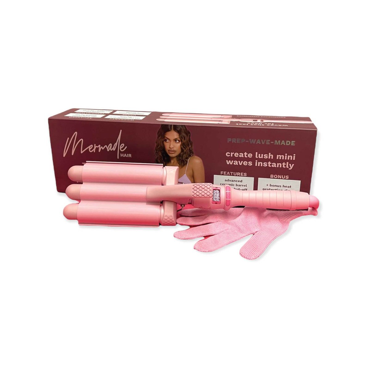 Mermade Hair Pro Waver Mini 25mm Pink 3 Barrel Styling Wand Mermaid ...