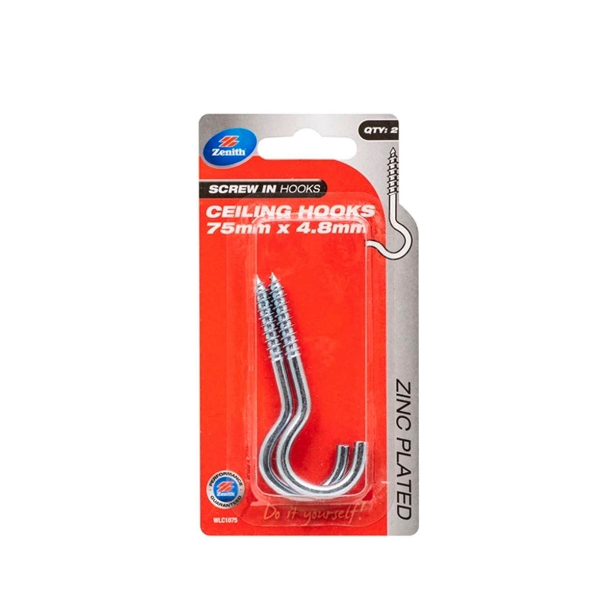 Zenith Ceiling Hook 5x75x22mm 2pk Zinc - Bunnings New Zealand
