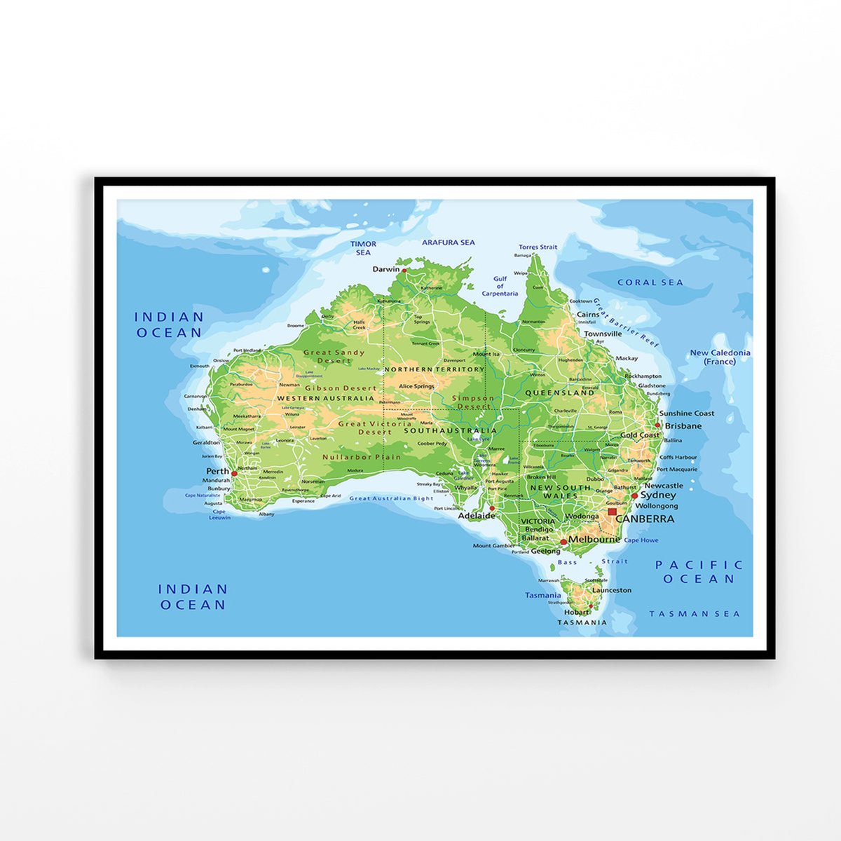Australian Map Vector Print 100% Australian Made 120x90cm (Poster ...