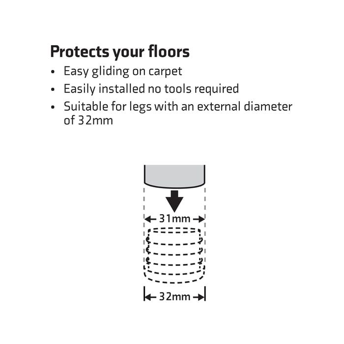 Surface Gard 32mm Black Round Plastic Internal Chair Tip - 4 Pack ...