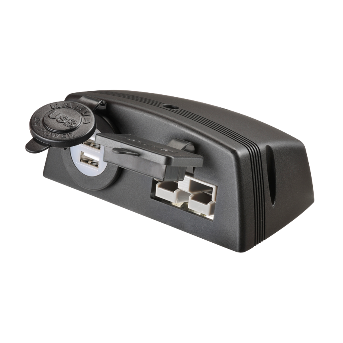 Narva 12V 50A Black Heavy-Duty Twin Surface Mount Connector/Dual USB ...