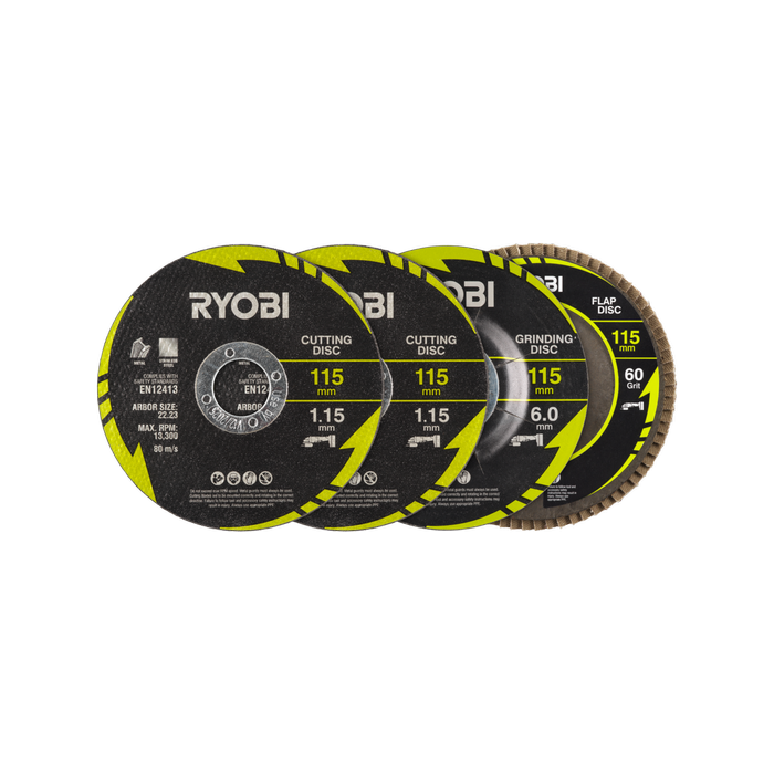 Ryobi 4-Piece 115mm Cutting and Grinding Set - Bunnings New Zealand
