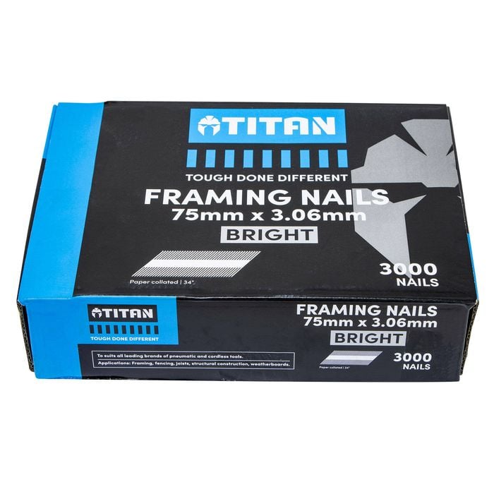 Titan 75 x 3.06mm Bright Steel Collated Framing Nails - 3000 Box ...