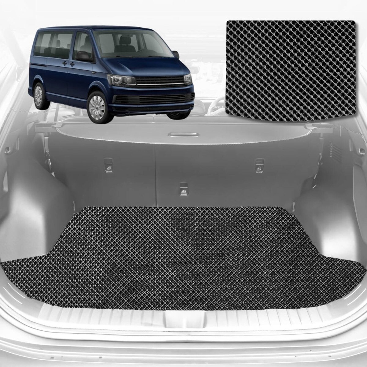 6D Diamond Car Boot Mat for VolksWagen Multivan T62016-Current-Cargo ...
