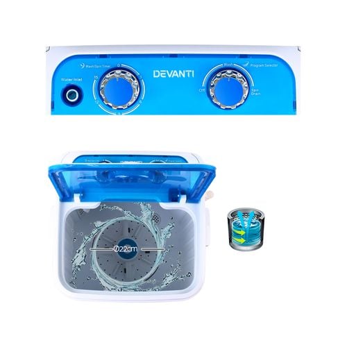 Devanti Portable Washing Machine 4.6KG Blue - Bunnings Australia