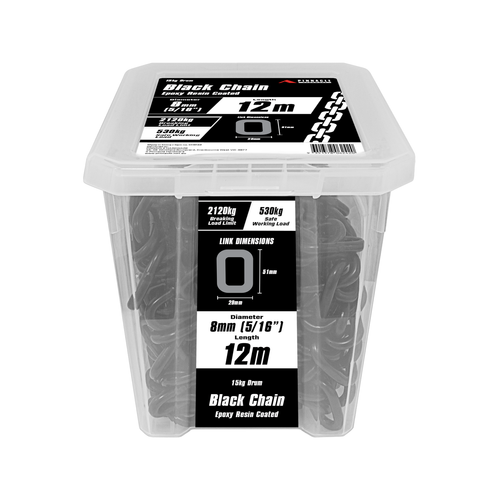 Pinnacle 8mm 5/16" x 12m Black Chain - Bunnings Australia