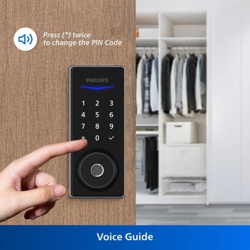Philips Nickel EasyKey Fingerprint Deadbolt Door Lock With Mechanical ...