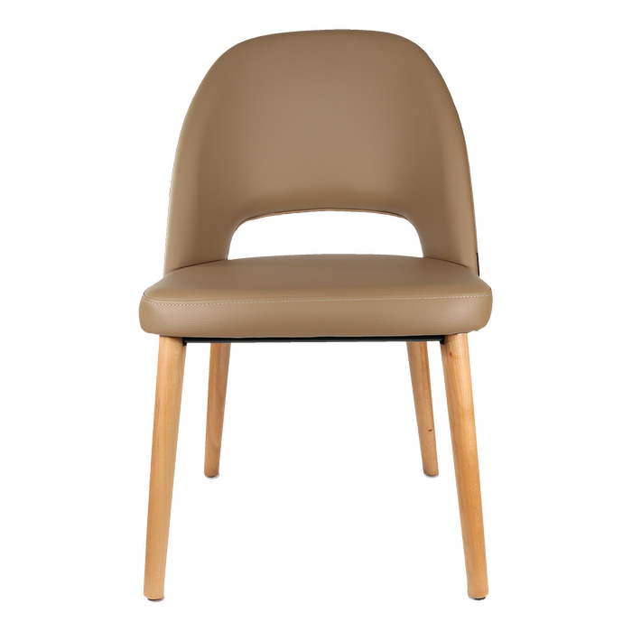 Durafurn Taupe Vinyl Semifreddo Chair with Natural Beech Wood Legs - Bunnings Australia
