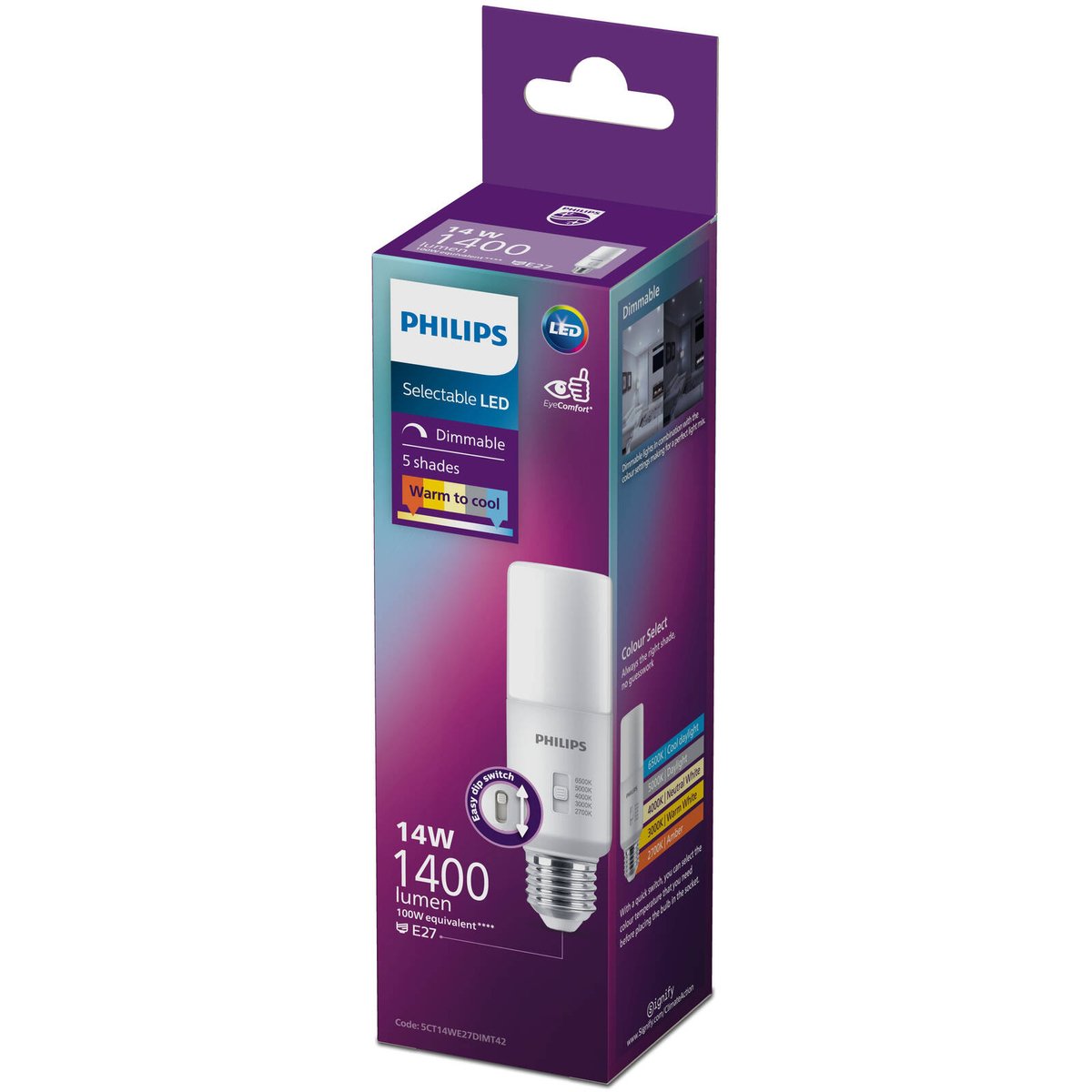 Philips E27 5CCT LED 1400lm Stick 14W Dimmable Globe - Bunnings New Zealand