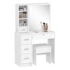 Advwin Dressing Table Set with Slide Mirror and Stool Vanity Desk Hiden ...