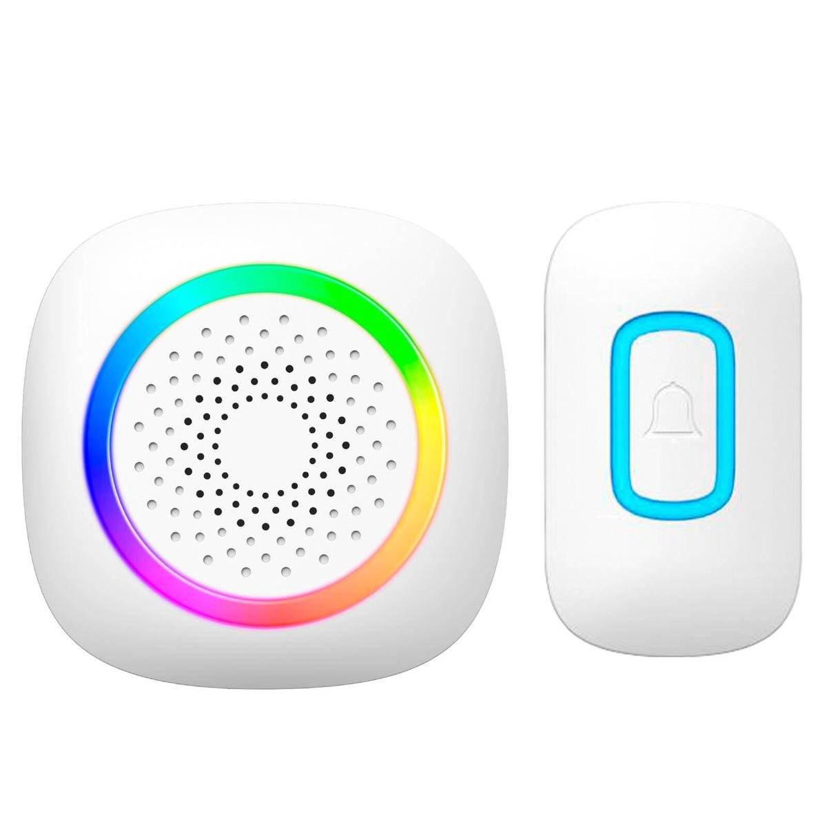 Arlec 200m White Wireless Plug-In RGB Door Chime With A23 Push Button ...