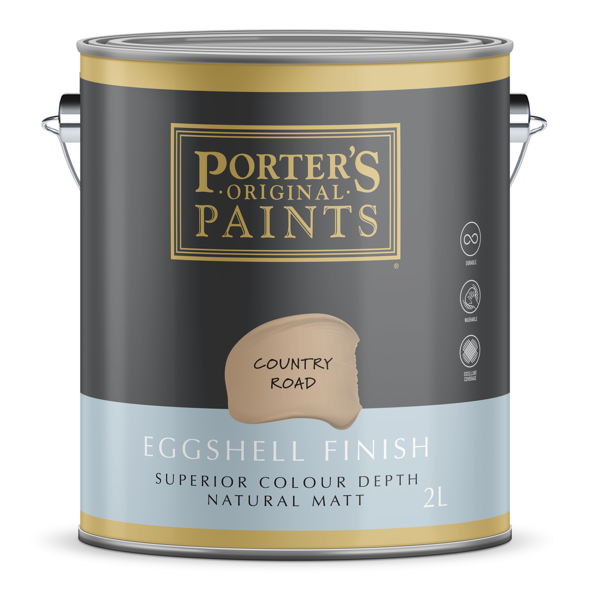 Porter's 2L Country Road Eggshell Finish Broadwall Washable Paint ...