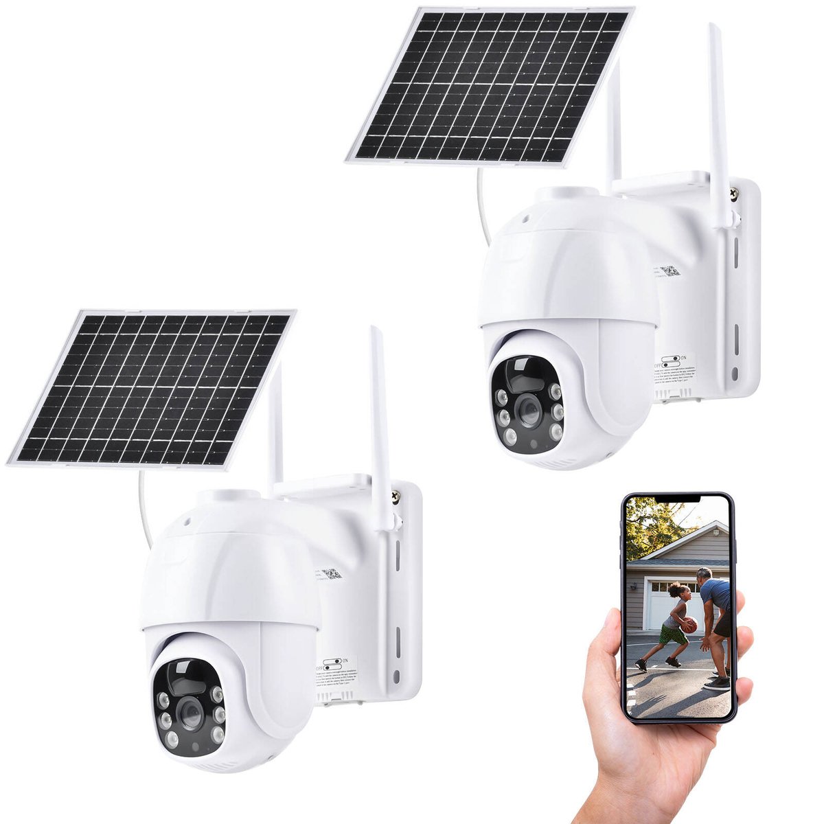 ADVWIN 2PCS Outdoor Solar Wifi Camera, Wireless Security Surveillance ...
