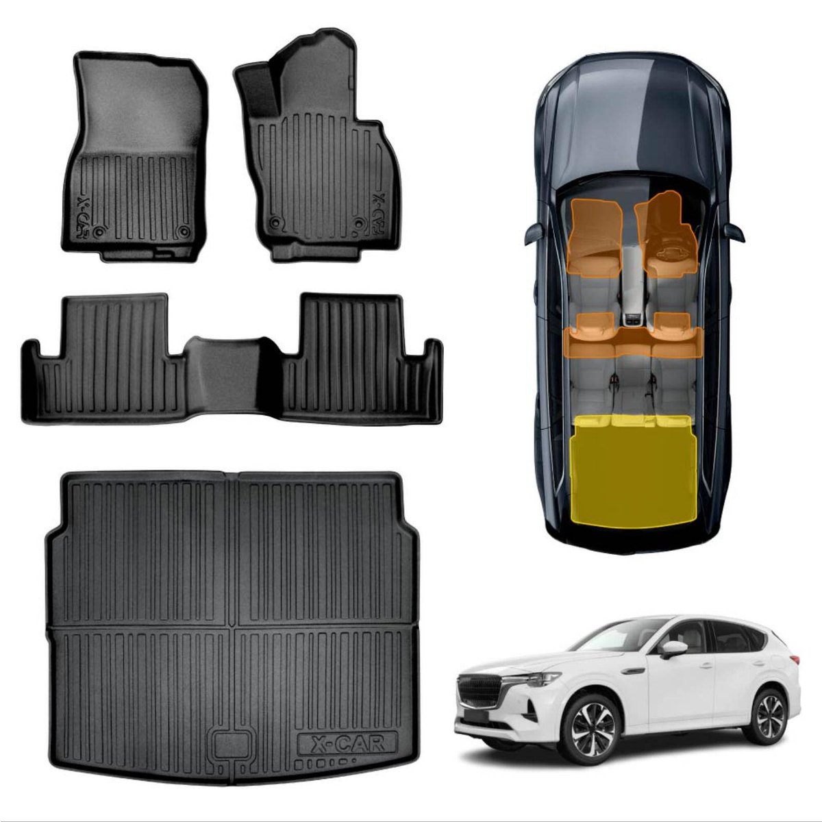 3D All-Weather Floor Mat Boot Liner Carpet for Mazda CX-60 CX60 2023-2024 Customized Floor ...