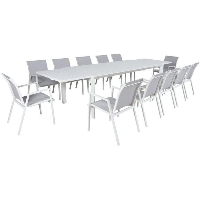 Iberia 13pc 230-345cm Aluminium Outdoor Extensible Dining Table Chair ...