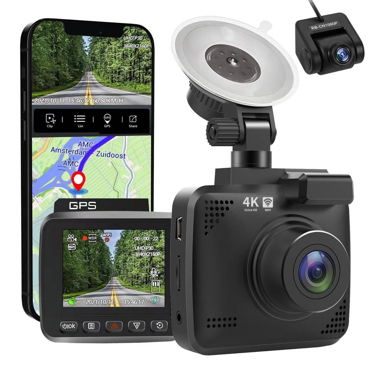 4K UHD In Car DVR Crash Camera Recorder 2" LCD GPS WiFi - Bunnings ...