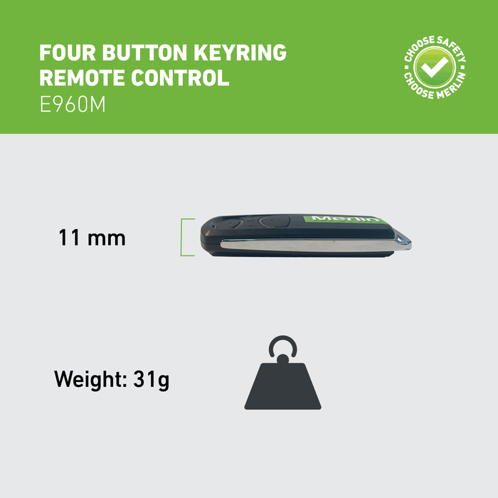 Merlin 4 Button Remote Control Key Ring - For Garage Door Opener ...