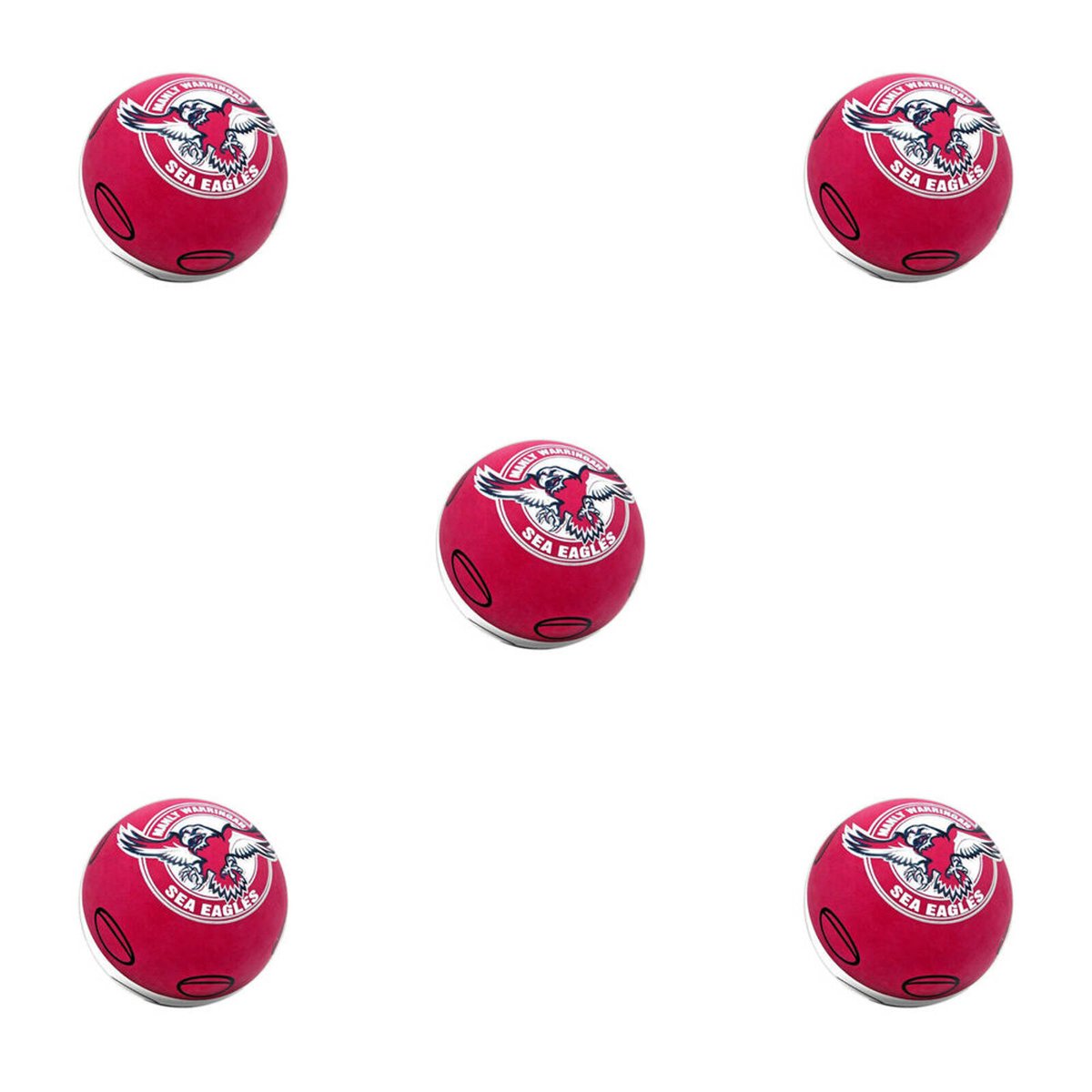 5PK NRL Manly-Warringah Sea Eagles NRL Super-High Bounce Ball 60mm ...