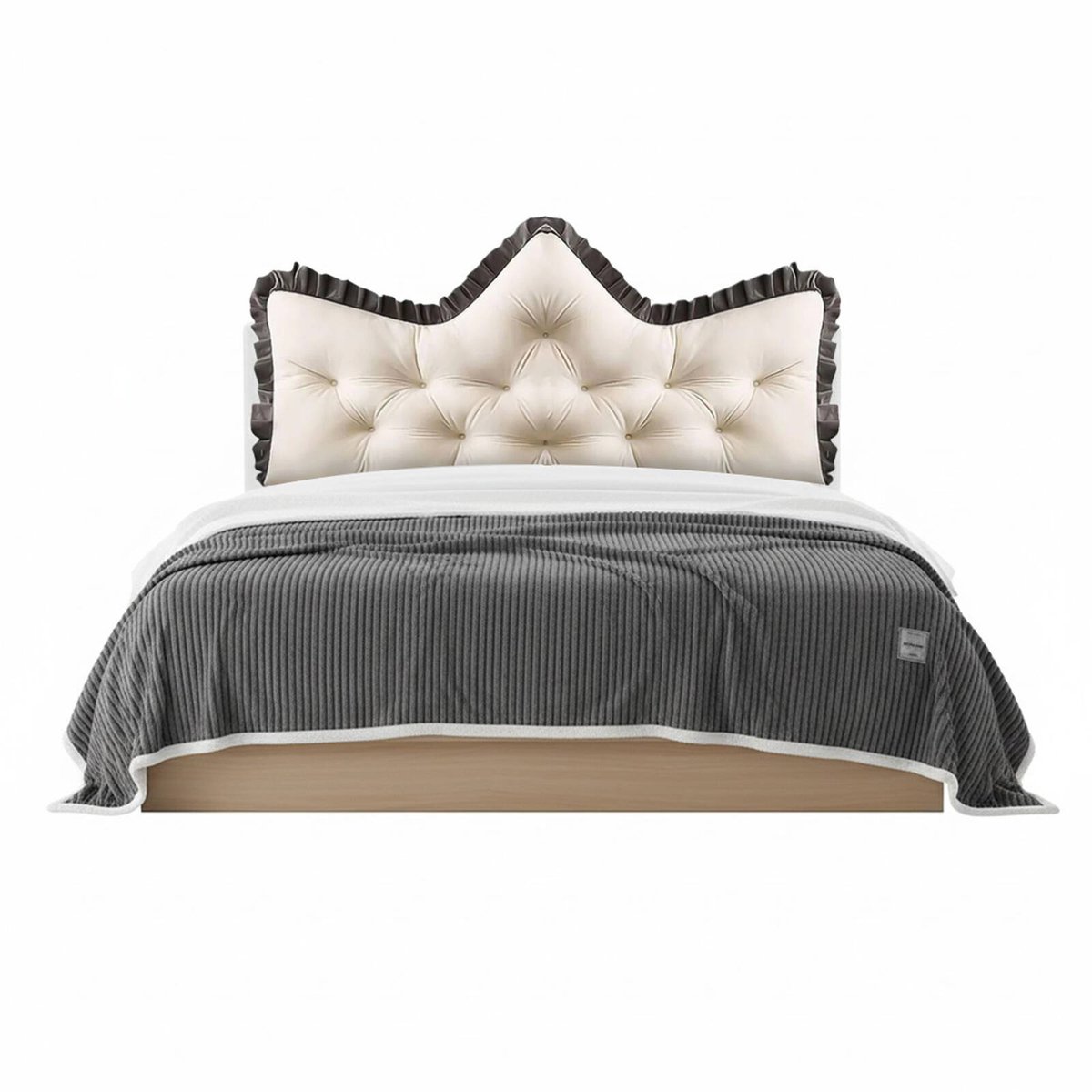 SOGA Home & Living Bundle – Crown Tufted Cream Pillow & Grey Cozy ...