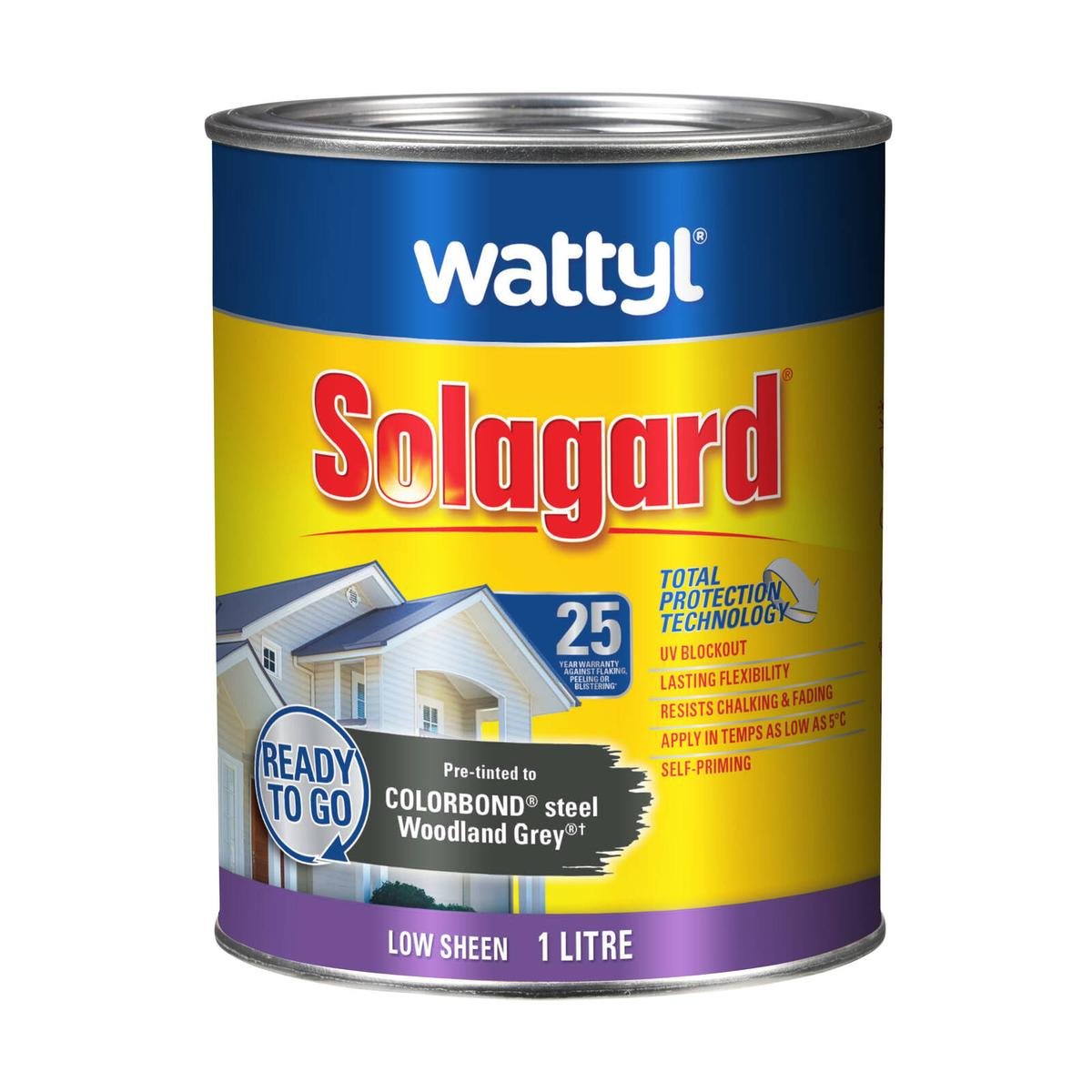 Wattyl Solagard 1L Pre-tinted Woodland Grey Low Sheen Exterior Paint ...