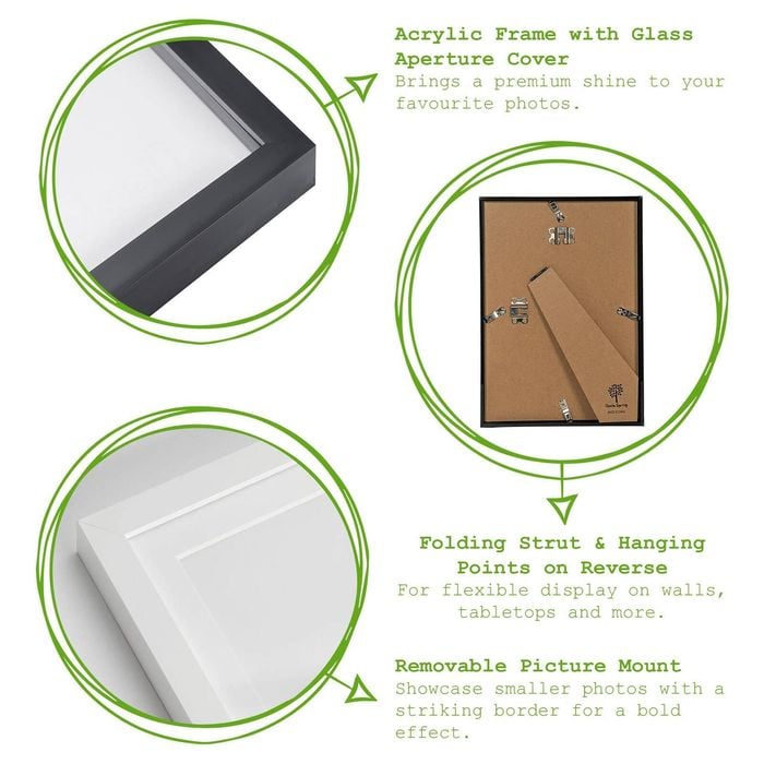 Nicola Spring Photo Frames with A5 Mount - A4 (8" x 12") - White - Pack ...